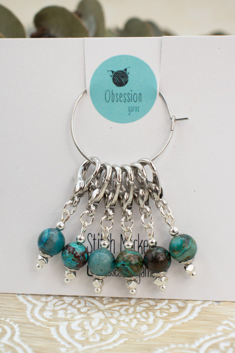 Chrysocolla Gemstone Stitch Markers – Obsession Yarns